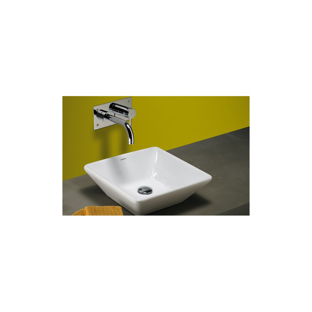 Vasque à poser porcelaine vitrifiée SIGN blanc carré 40x40 cm