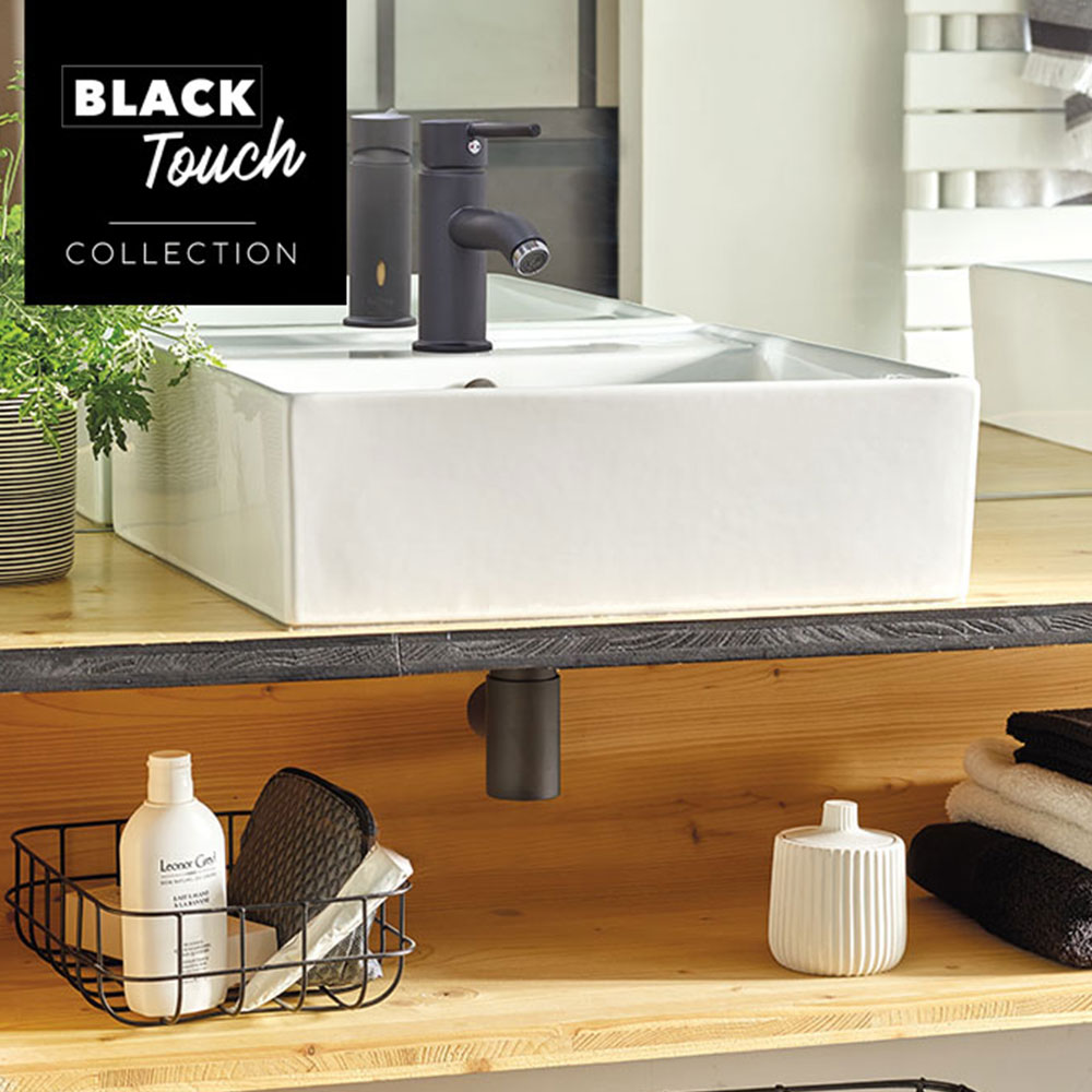 Siphon laiton BLACK TOUCH noir mat pour lavabo 100x150 mm
