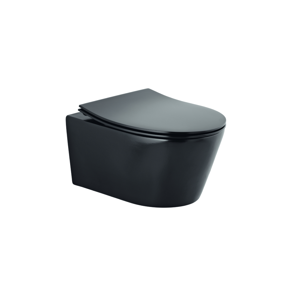 Pack cuvette suspendue URBY 52 noir avec abattant slim
