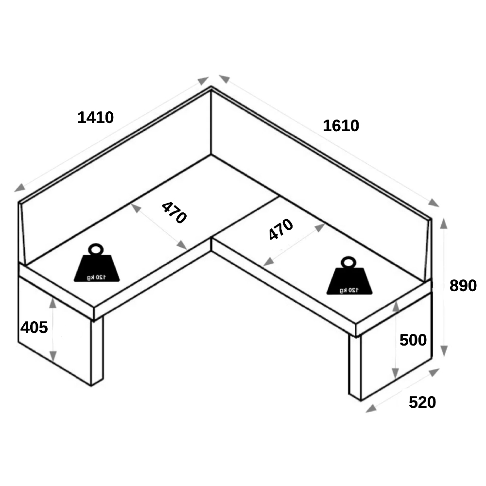 Coin repas avec banquette d angle CAMPEL graphite