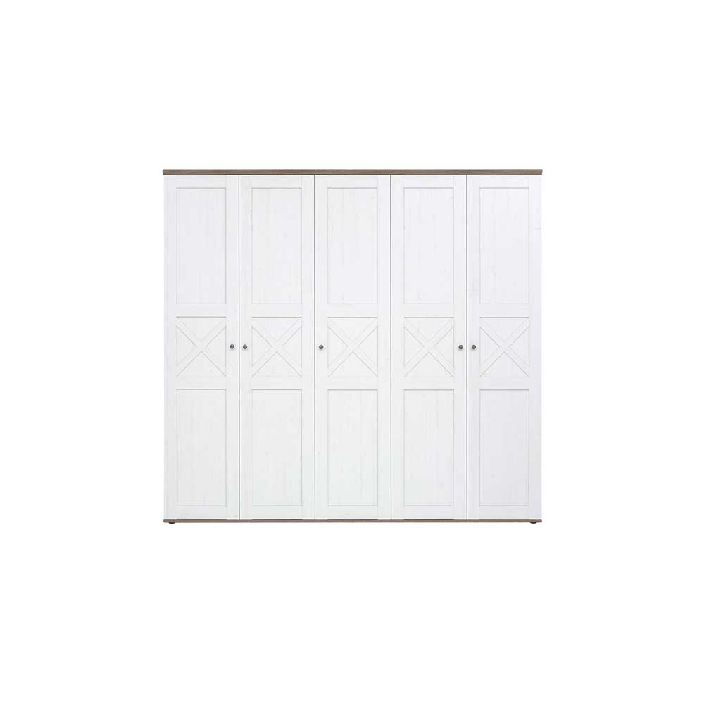 Garde robes STOCKHOLM blanc/chêne sonoma fonce 5 portes