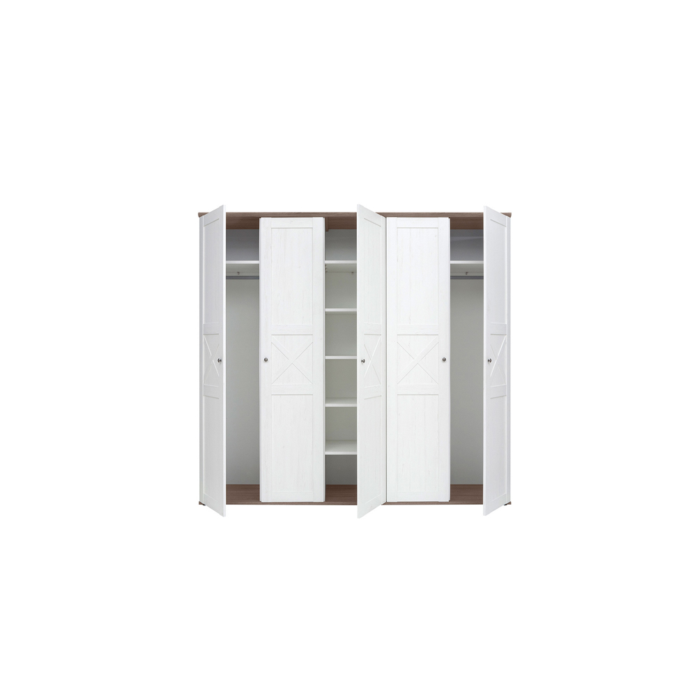 Garde robes STOCKHOLM blanc/chêne sonoma fonce 5 portes